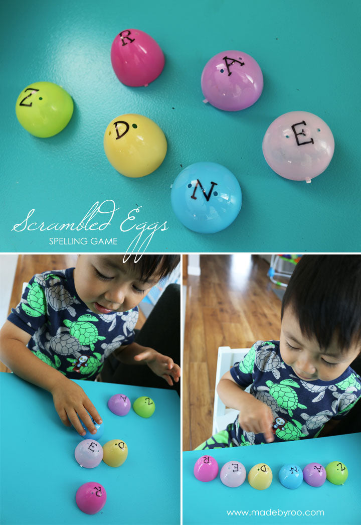 DIY Tutorial – Kids Spelling Game Using Recycled Easter Eggs – Izzaroo